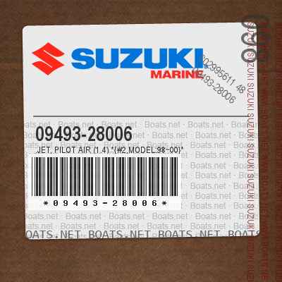 SUZUKI OEM JET, PILOT AIR (1.4) *{#2,MODEL:98~00}* - 09493-28006 ...