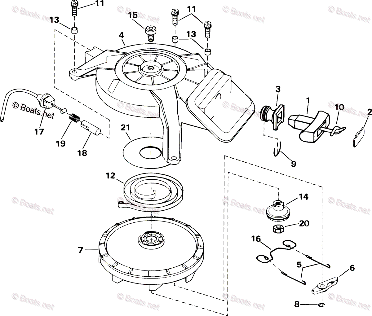 Johnson Outboard 2003 OEM Parts Diagram for RECOIL STARTER | Boats.net
