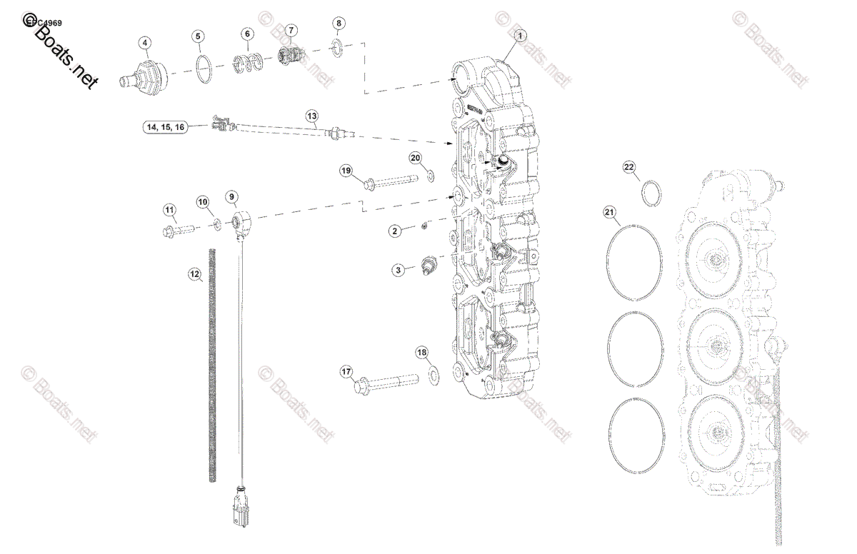 Evinrude Outboard AA Model OEM Parts Diagram for CYLINDER HEAD ...