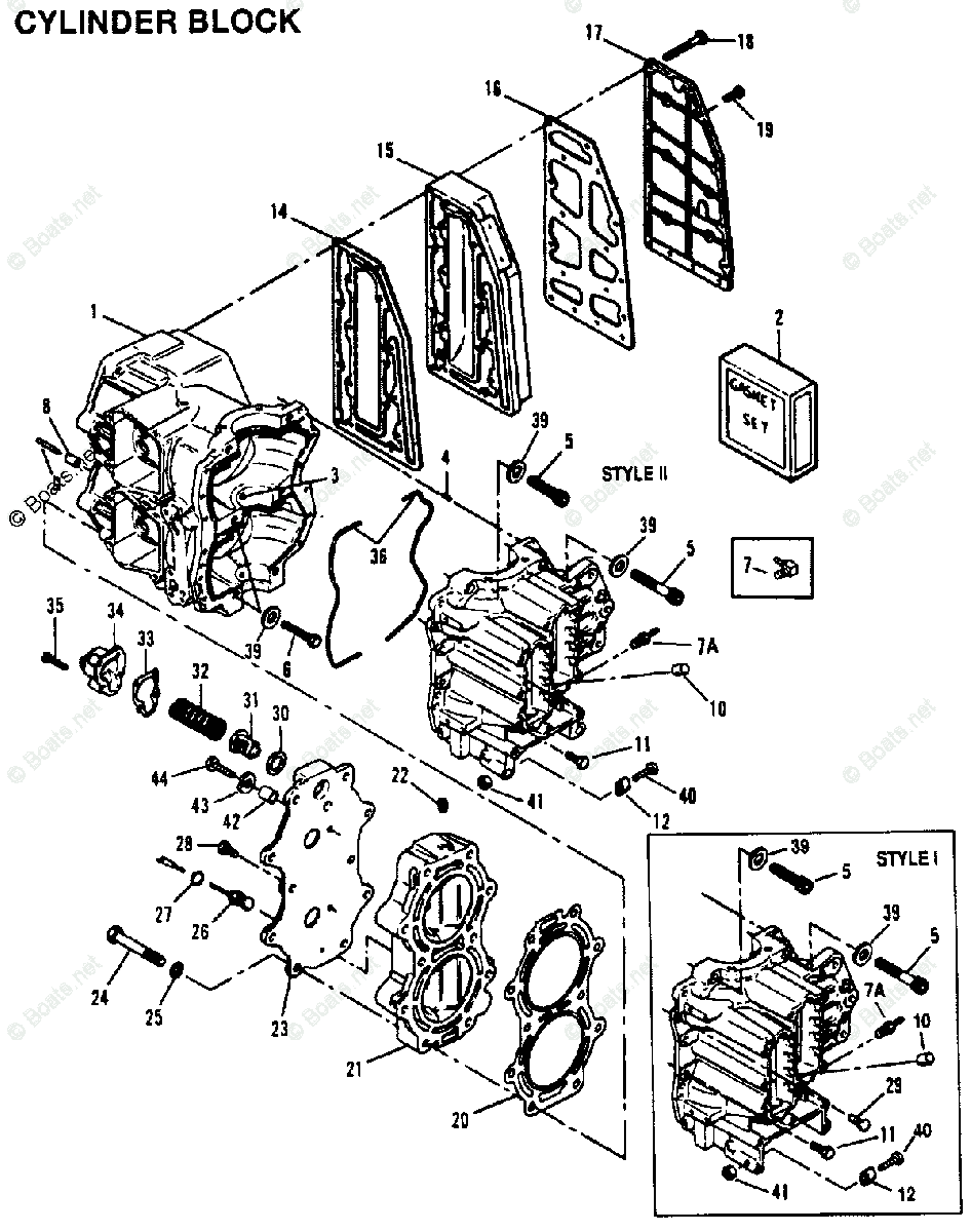 Force Outboard 1994 OEM Parts Diagram for CYLINDER BLOCK | Boats.net