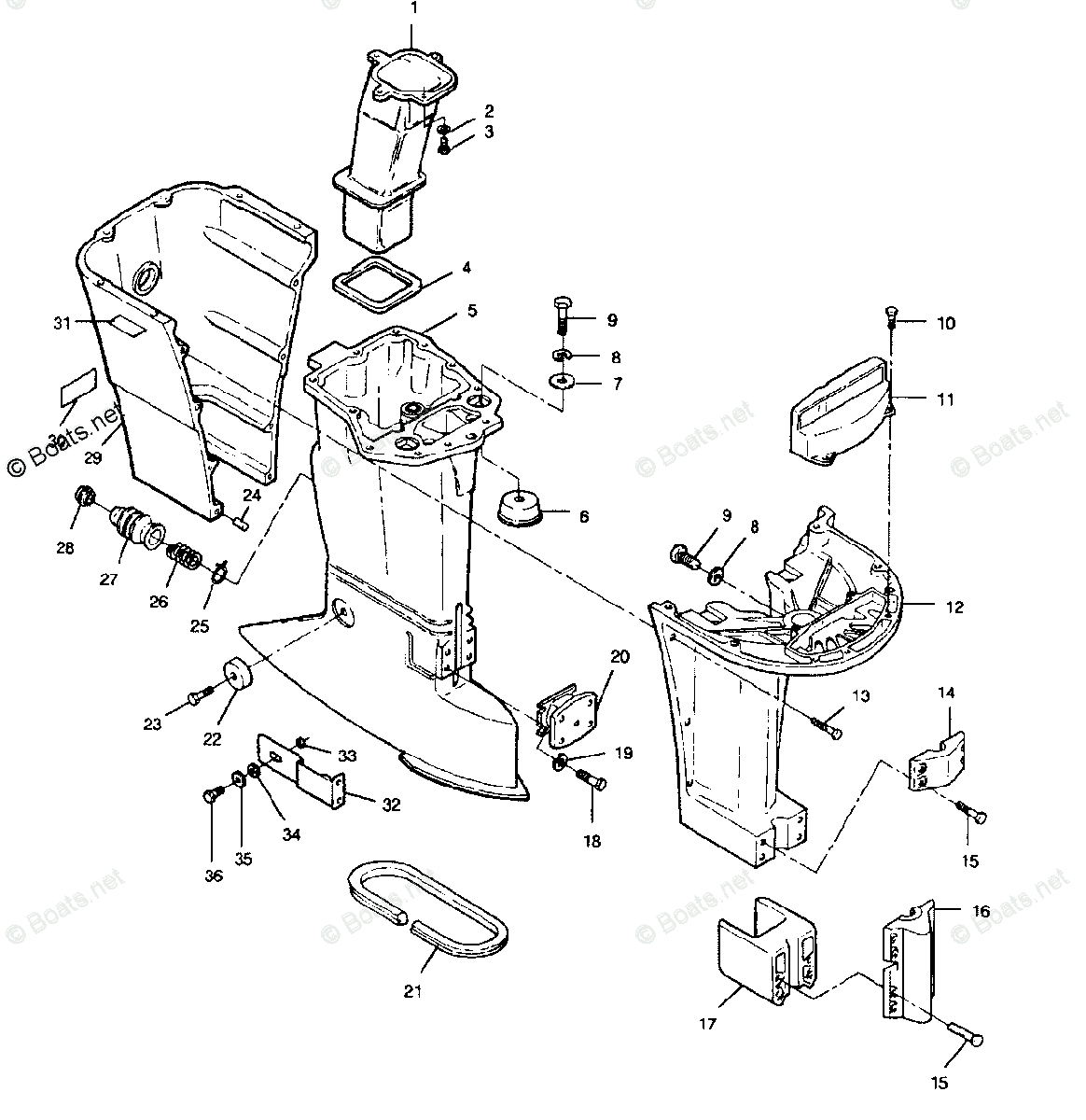 Force Outboard 1991 OEM Parts Diagram for MOTOR LEG | Boats.net