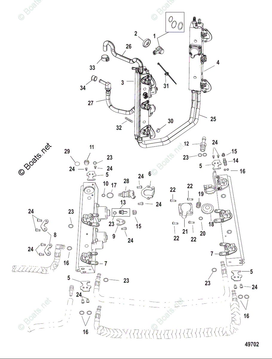Mercury Outboard 200HP OEM Parts Diagram for FUEL RAILS | Boats.net