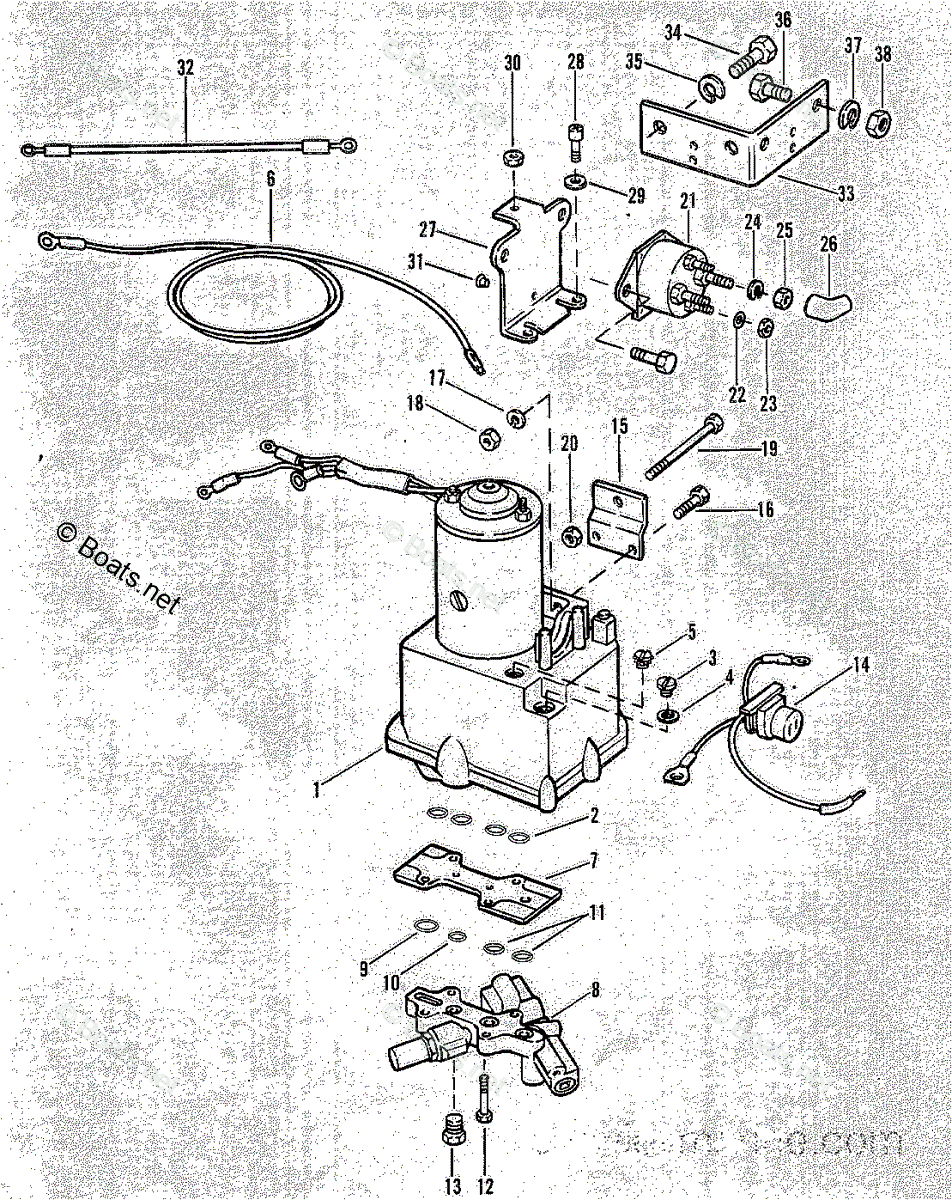 Mariner Outboard 1980 OEM Parts Diagram for Power Trim Components ...