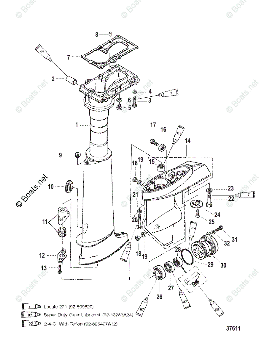 Mercury Outboard 4HP OEM Parts Diagram for Driveshaft Housing/Gear ...