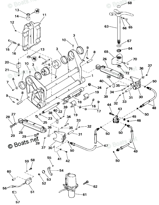 OMC Quiet Rider 115HP OEM Parts Diagram for Transom Bracket Assy ...