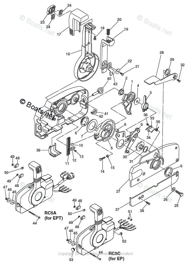 Tohatsu Outboard 2009 OEM Parts Diagram for COMPONENT PARTS OF REMOTE ...