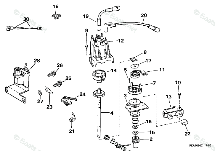 OMC Sterndrive 4.30L 262 CID V6 OEM Parts Diagram for Distributor ...