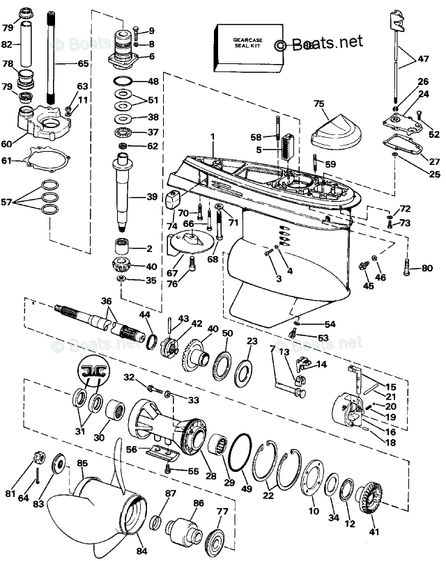 OMC Sterndrive 2.30L 140 CID Inline 4 OEM Parts Diagram for Lower ...