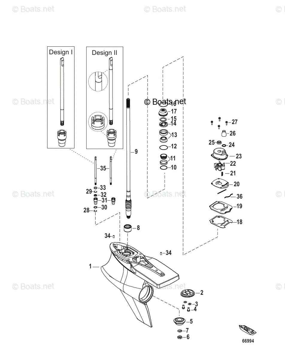 Mercury Outboard 450HP OEM Parts Diagram for Gear Housing, Driveshaft ...