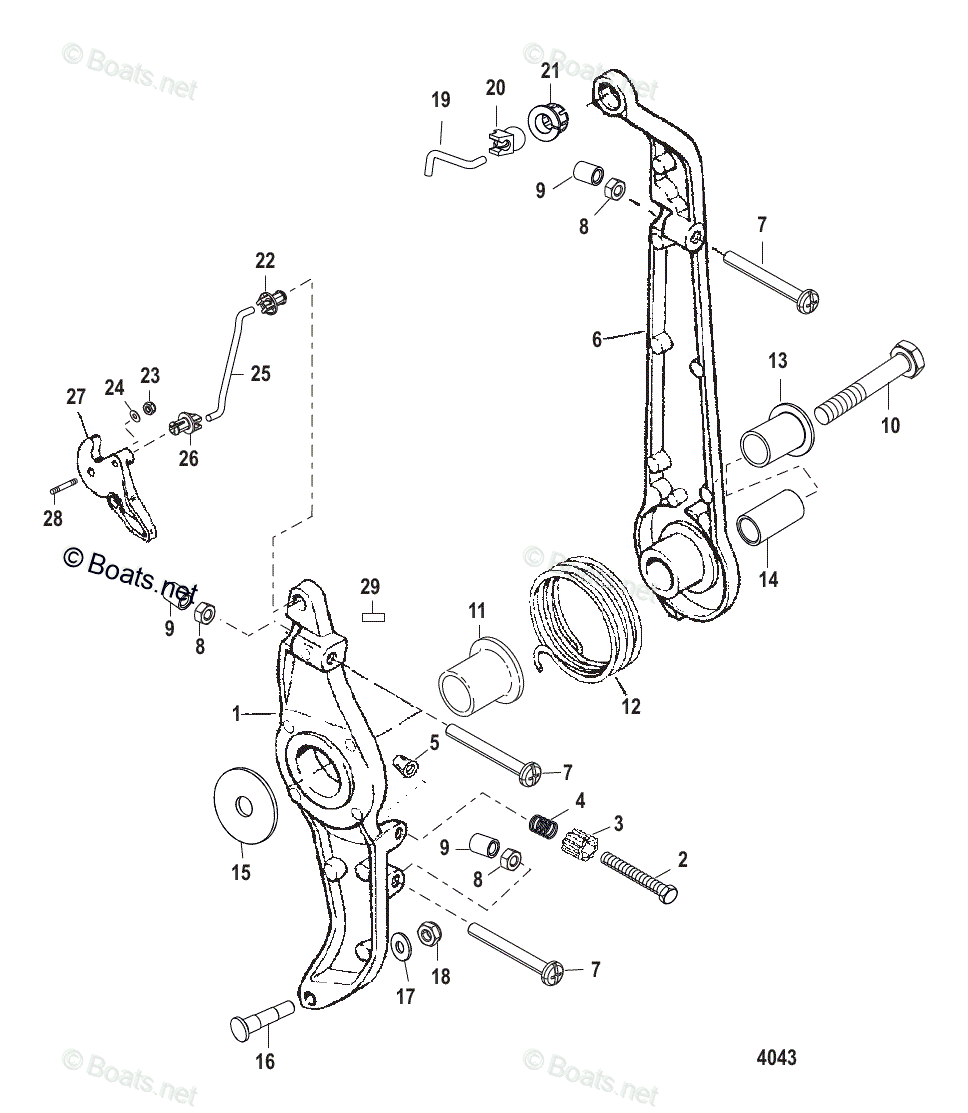 Mercury Outboard 80HP OEM Parts Diagram for Throttle Lever and Linkage ...