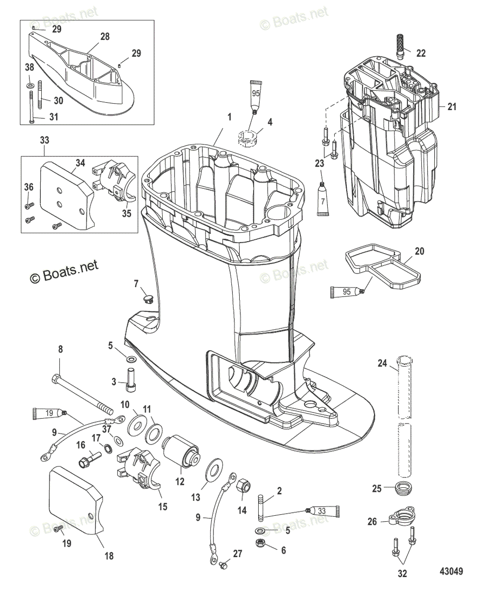 Mercury Outboard 200HP OEM Parts Diagram for DRIVESHAFT HOUSING AND ...