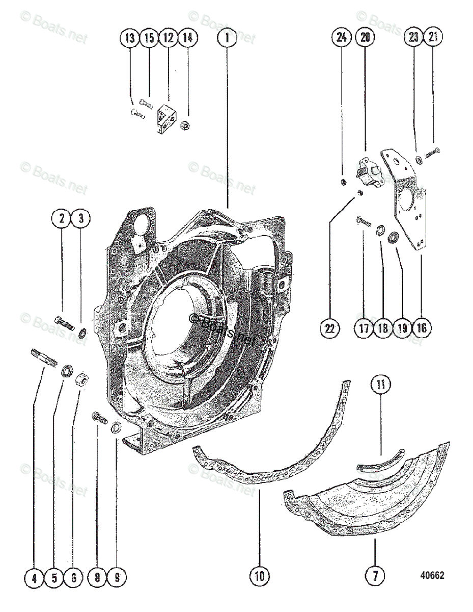 Mercruiser Inboard Gas Engines OEM Parts Diagram for Flywheel Housing ...