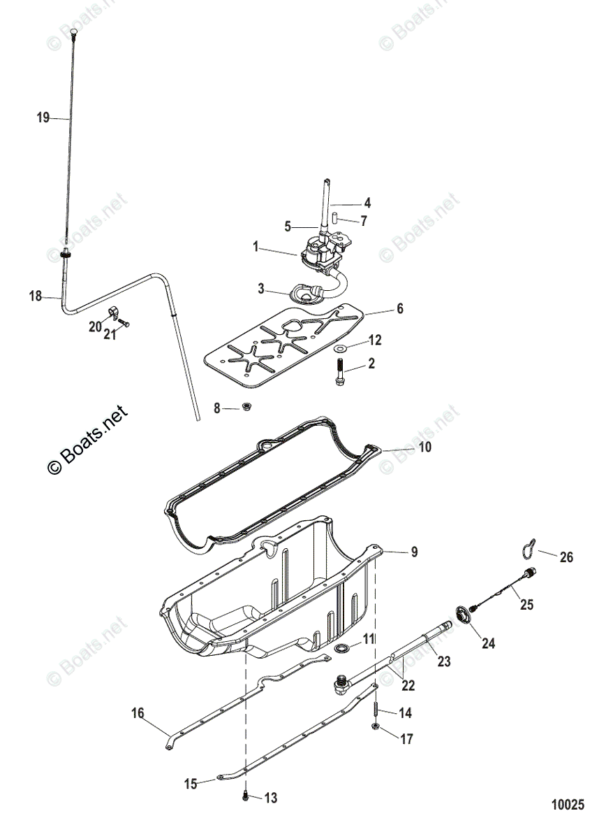Mercruiser Sterndrive Gas Engines OEM Parts Diagram for Oil Pan And Oil ...