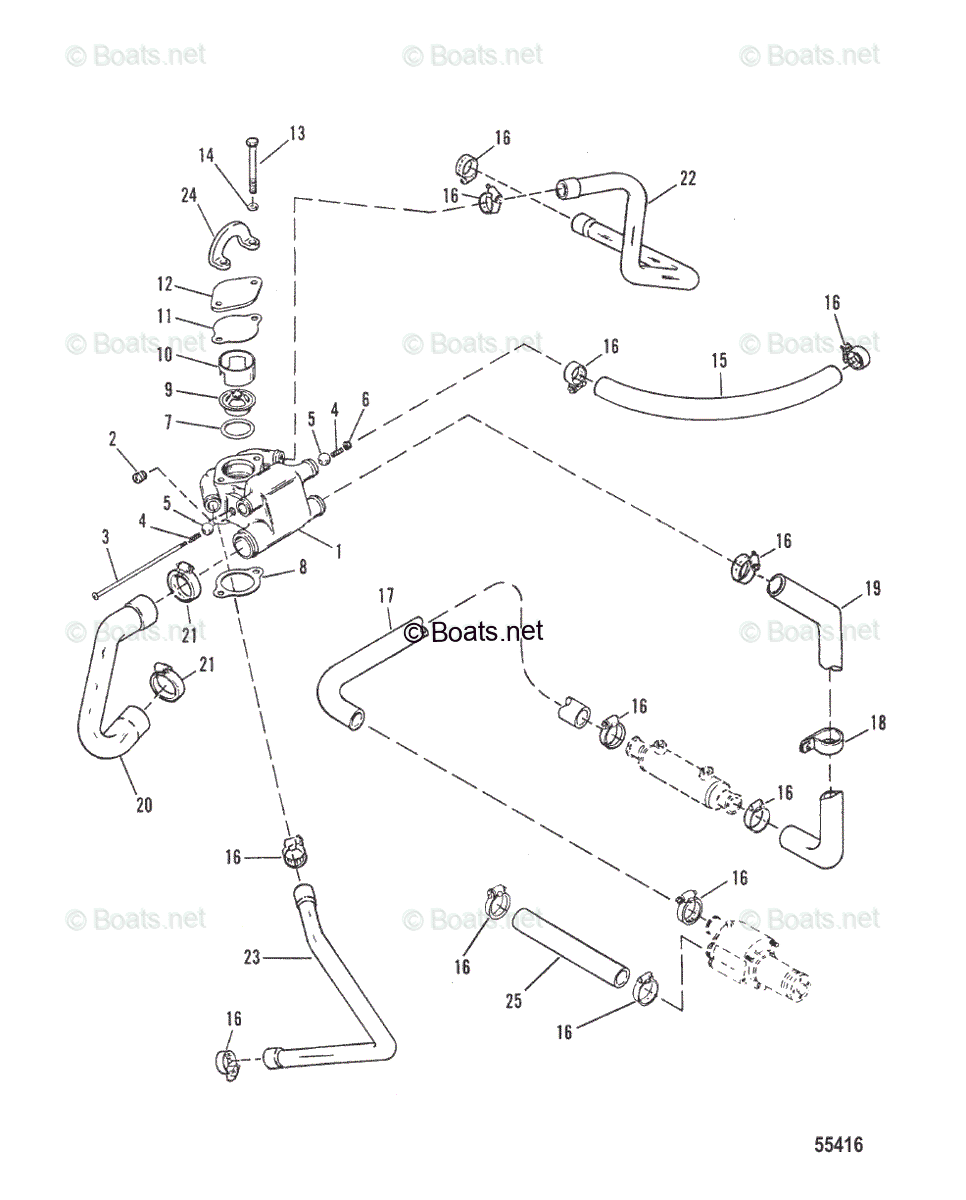 Mercruiser Sterndrive Gas Engines OEM Parts Diagram for THERMOSTAT ...