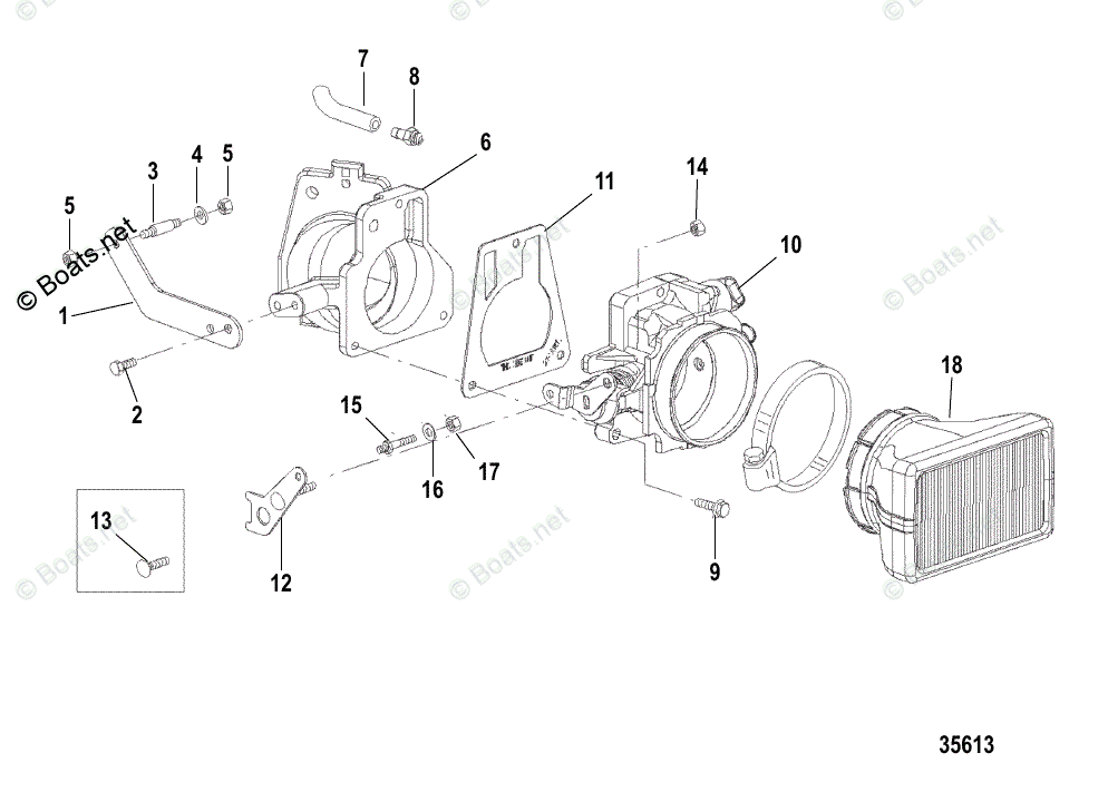 Mercruiser Sterndrive Gas Engines OEM Parts Diagram for THROTTLE BODY ...