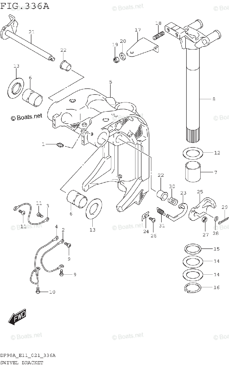 Suzuki Outboard 2021 OEM Parts Diagram for SWIVEL BRACKET (DF70A DF80A DF90A DF100B) | Boats.net