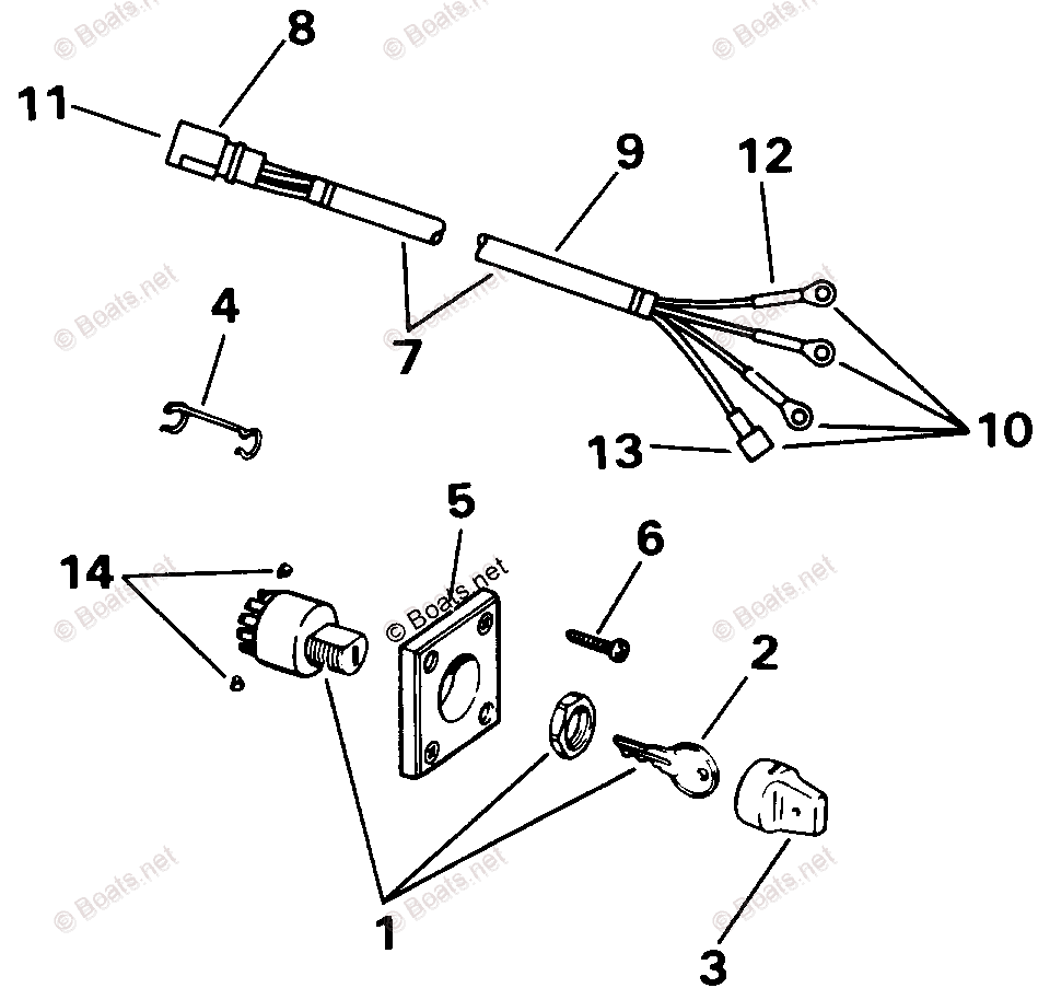 Johnson Outboard 1993 OEM Parts Diagram for IGNITION SWITCH & CABLE ...