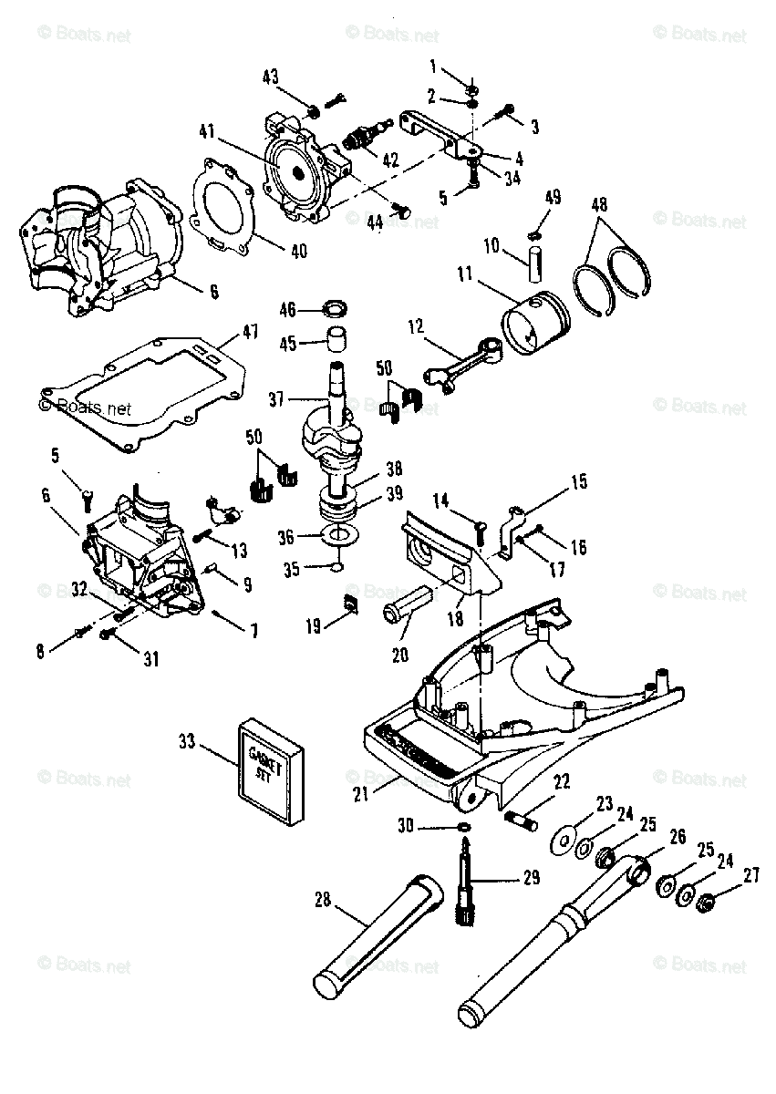 Force Outboard 1988 OEM Parts Diagram for POWERHEAD AND SUPPORT PLATE ...