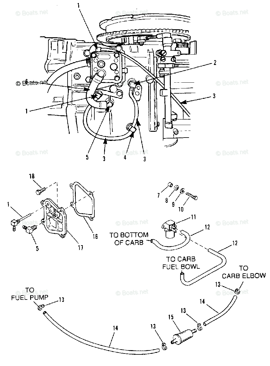 Force Outboard 1995 OEM Parts Diagram for RECIRCULATON AND PRIME SYSTEM ...