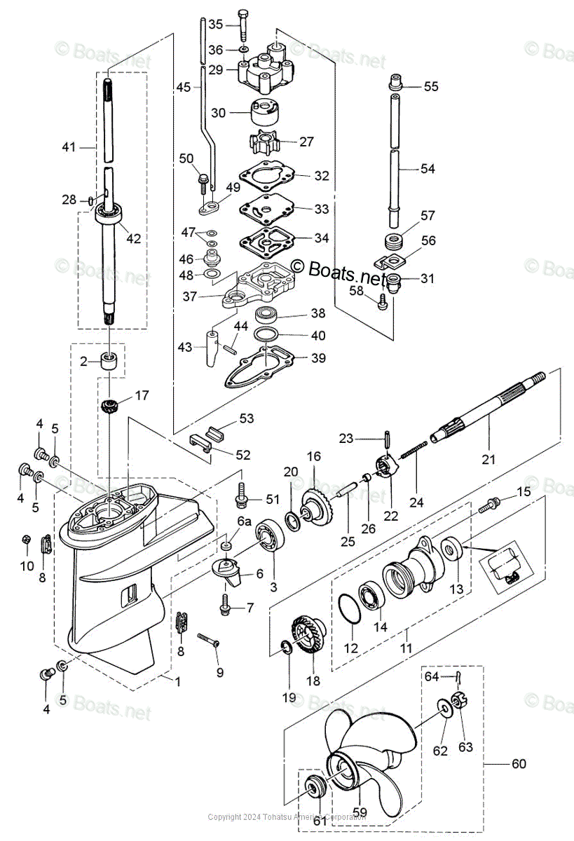 Tohatsu Outboard 2024 OEM Parts Diagram for GEAR CASE | Boats.net