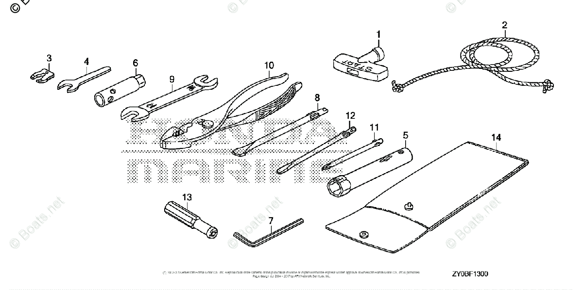 Honda Outboard 2007 And Later OEM Parts Diagram for Tools | Boats.net