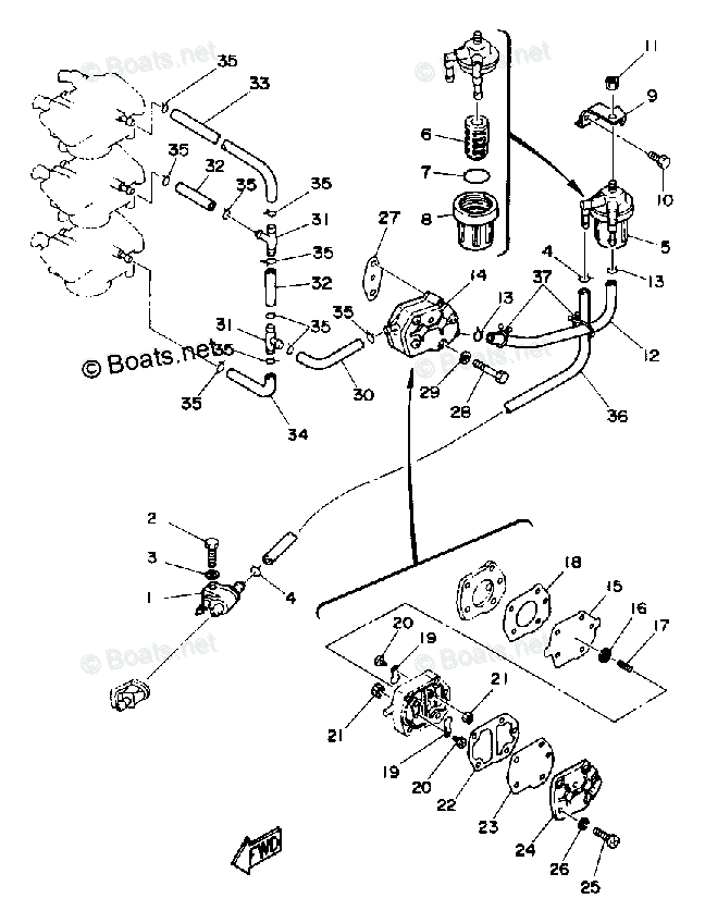 Yamaha Outboard 1990 OEM Parts Diagram for Fuel System | Boats.net