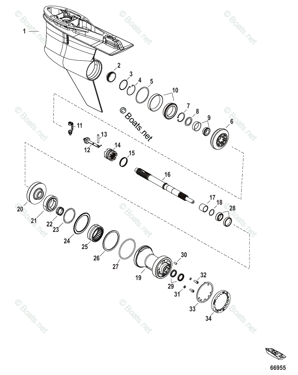 Mercury Outboard 200HP OEM Parts Diagram for Gear Housing Prop Shaft ...