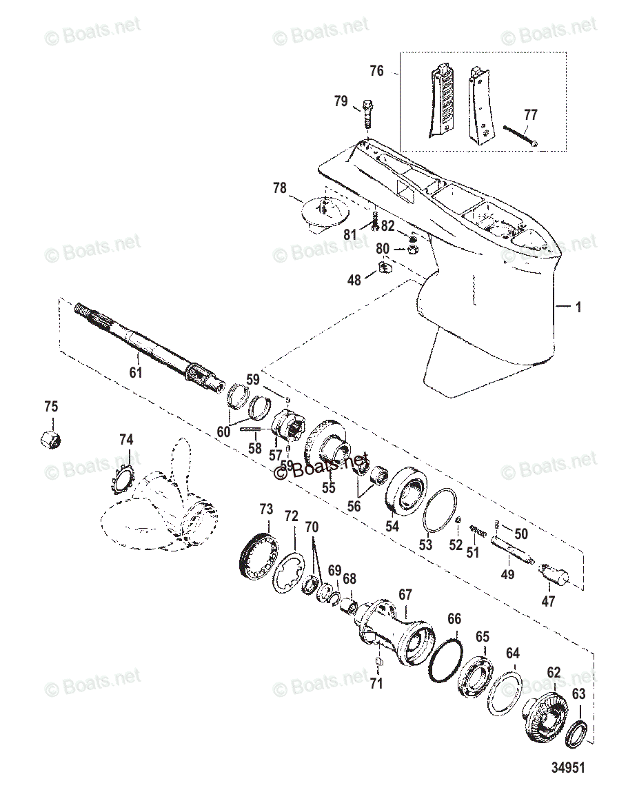 Mercury Outboard 225HP OEM Parts Diagram for Gear Housing, Propeller ...