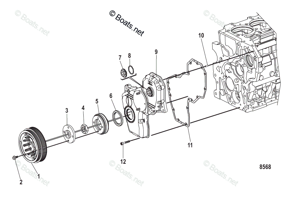 Mercruiser Inboard Diesel Engines OEM Parts Diagram for FRONT COVER ...
