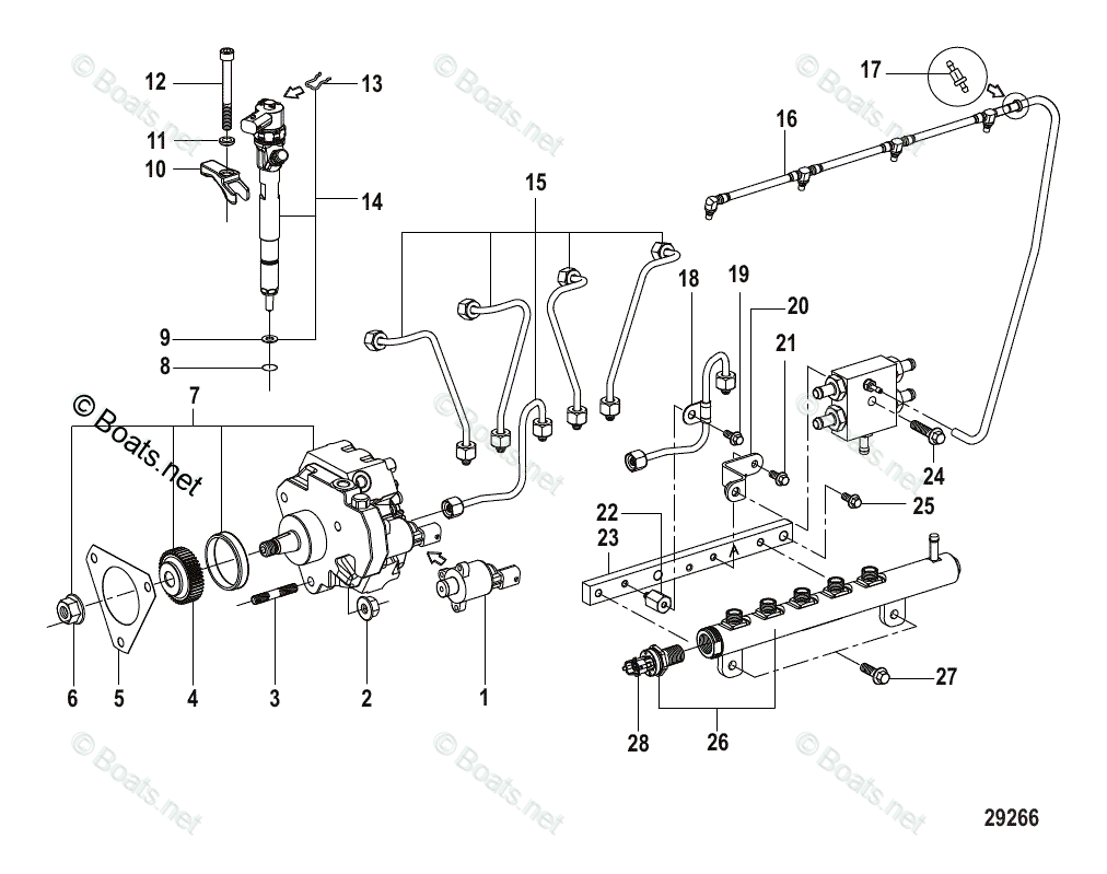 Mercruiser Inboard Diesel Engines OEM Parts Diagram for Fuel System ...