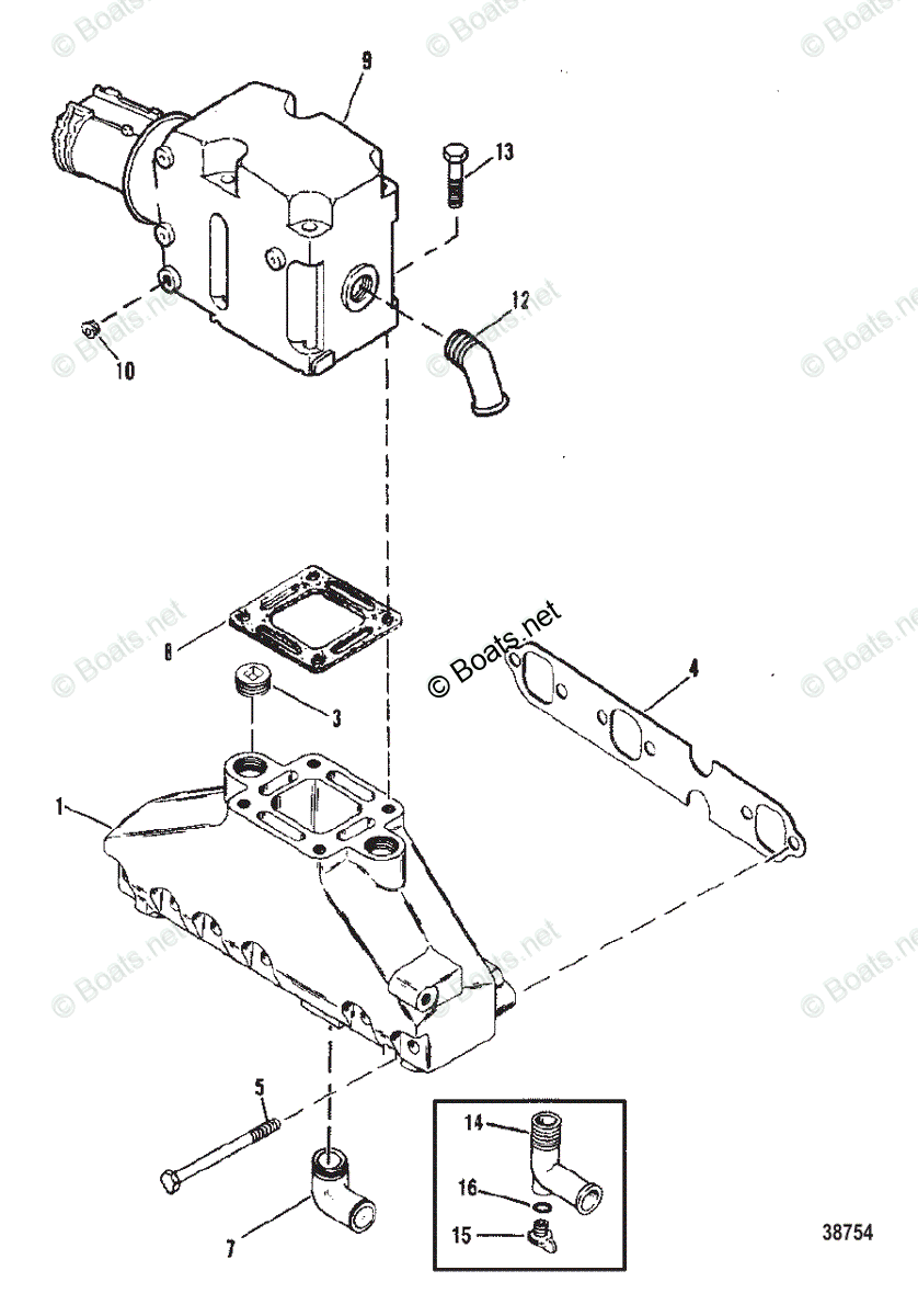 Mercruiser Sterndrive Gas Engines OEM Parts Diagram for EXHAUST ...