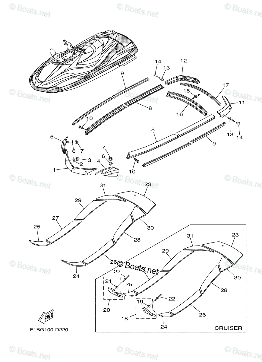 Yamaha Waverunner 2005 OEM Parts Diagram for Gunwale. Mat | Boats.net
