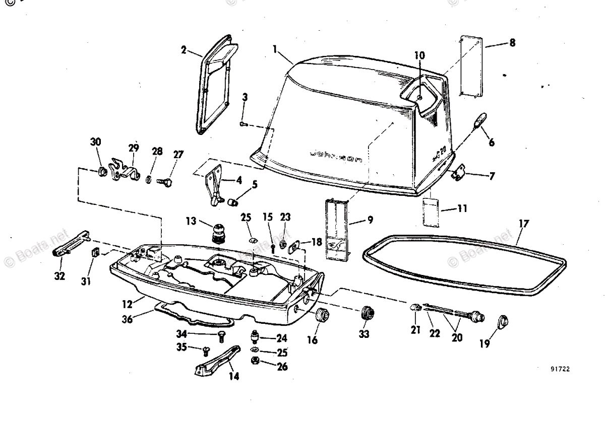 Johnson Outboard 1969 OEM Parts Diagram for Motor Cover Group | Boats.net