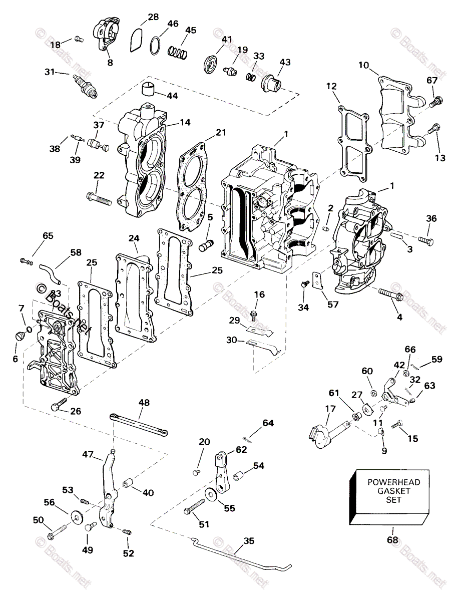 Johnson Outboard 2000 OEM Parts Diagram for CYLINDER CRANKCASE | Boats.net