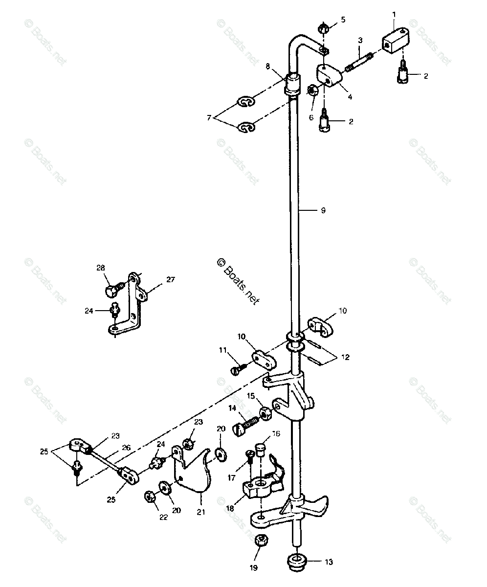 Force Outboard 1991 OEM Parts Diagram for TOWERSHAFT AND THROTTLE ...