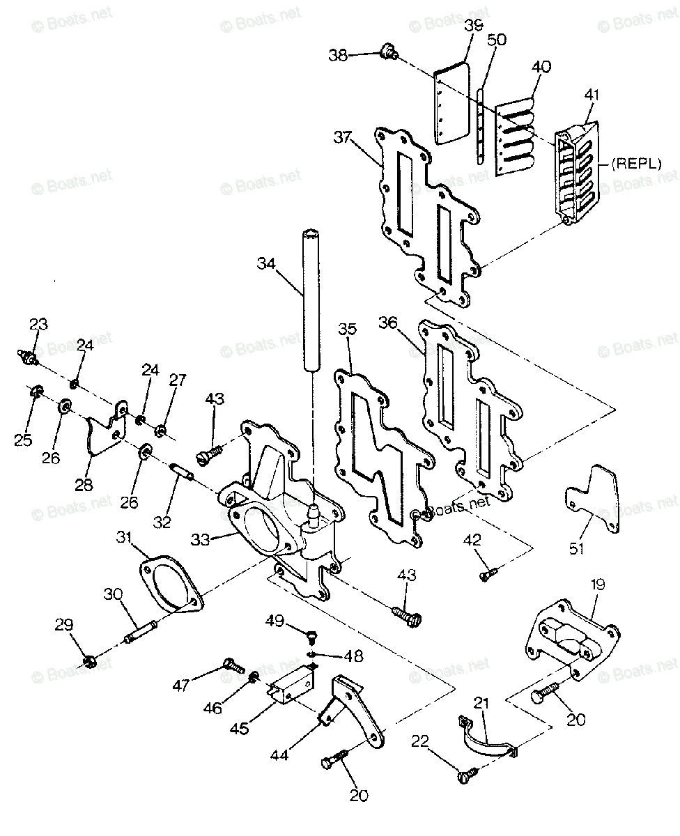 Force Outboard 1988 OEM Parts Diagram for ADAPTER AND REED PLATE ...