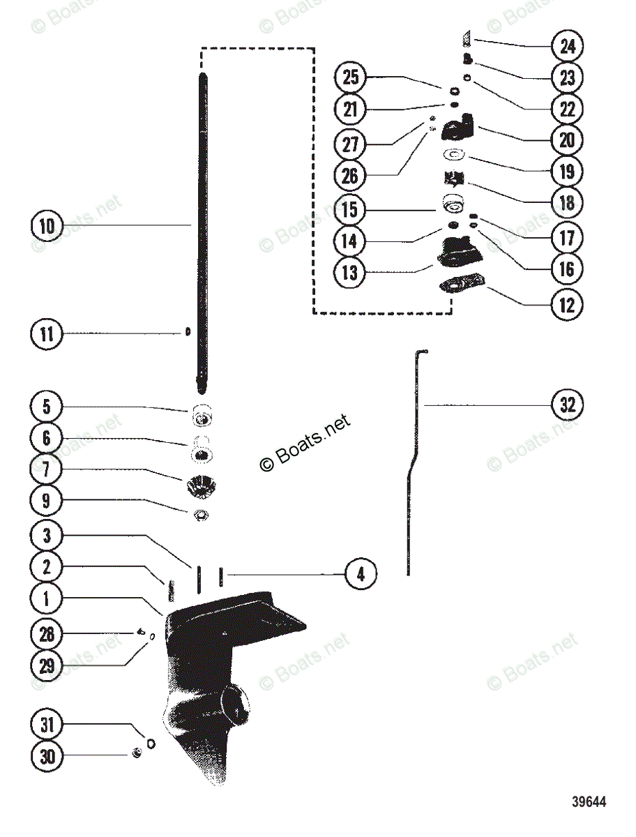 Mercury Outboard 4HP OEM Parts Diagram for Gear Housing Assembly ...