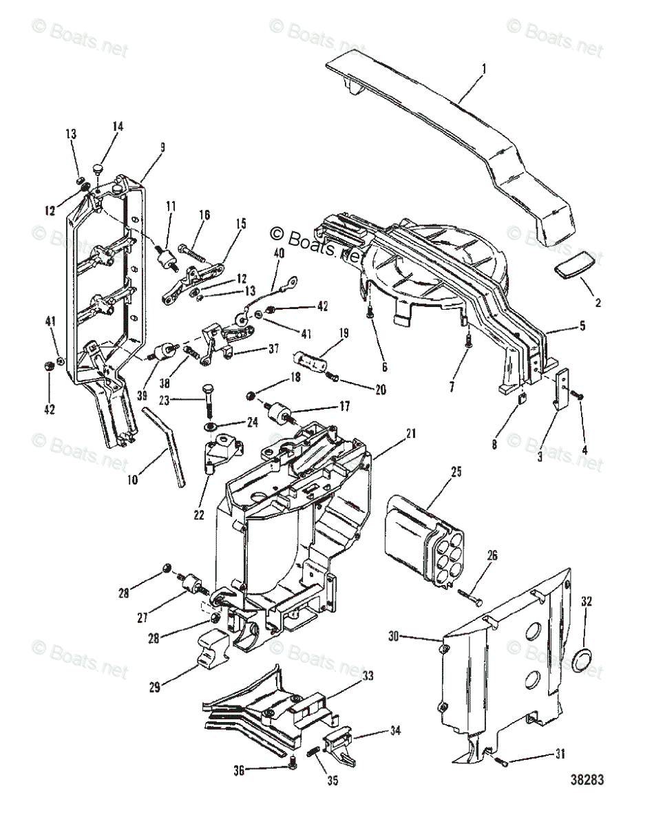 Mariner Outboard 1989 OEM Parts Diagram for Cowl Support Brackets ...