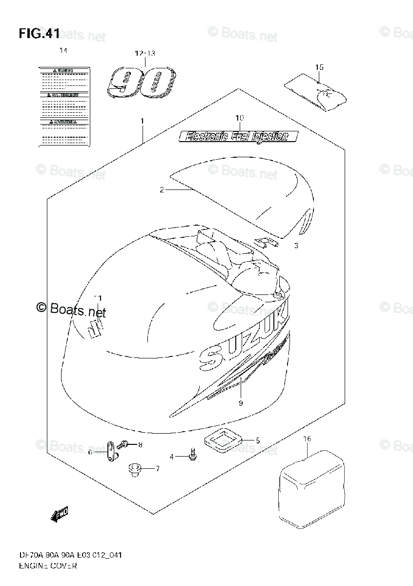 Suzuki Outboard 2012 OEM Parts Diagram for ENGINE COVER (DF90A) | Boats.net