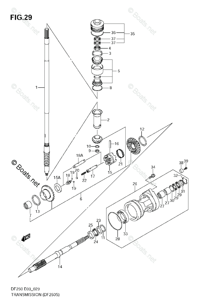 Suzuki Outboard 2007 OEM Parts Diagram for TRANSMISSION (DF250S ...