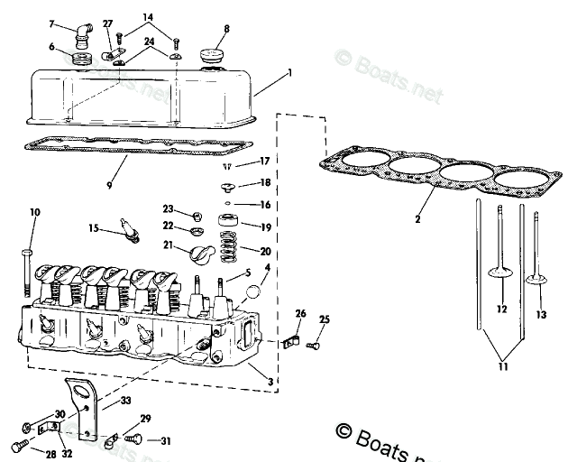 OMC Sterndrive 3.0L 181 CID Inline 4 OEM Parts Diagram for HEAD AND ...