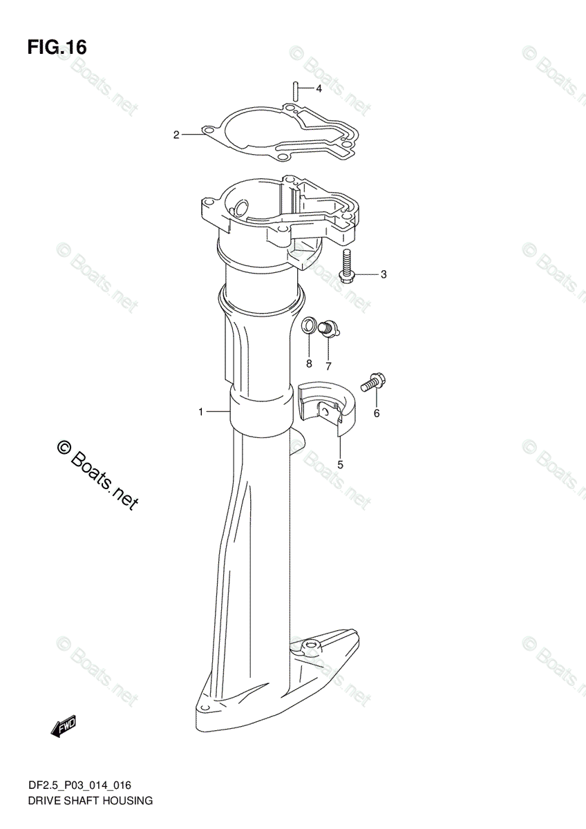 Suzuki Outboard 2014 OEM Parts Diagram for DRIVE SHAFT HOUSING | Boats.net