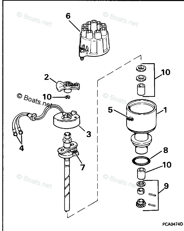 OMC Sterndrive 5.80L 351 CID V8 OEM Parts Diagram for Distributor ...