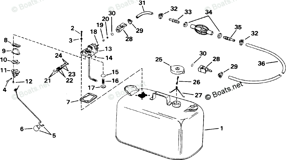 OMC Quiet Rider 115HP OEM Parts Diagram for FUEL TANK | Boats.net
