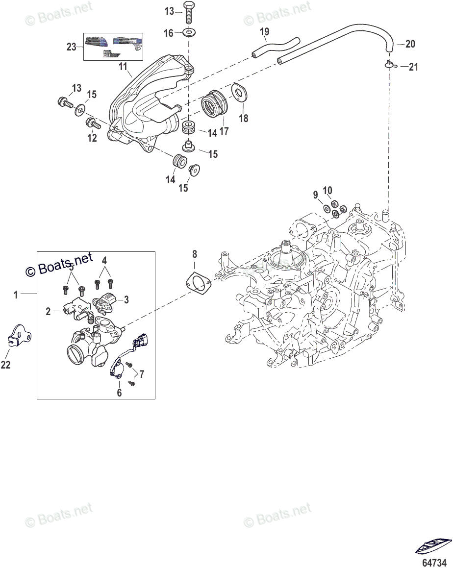 Mercury Outboard 20HP OEM Parts Diagram for INTAKE MANIFOLD | Boats.net