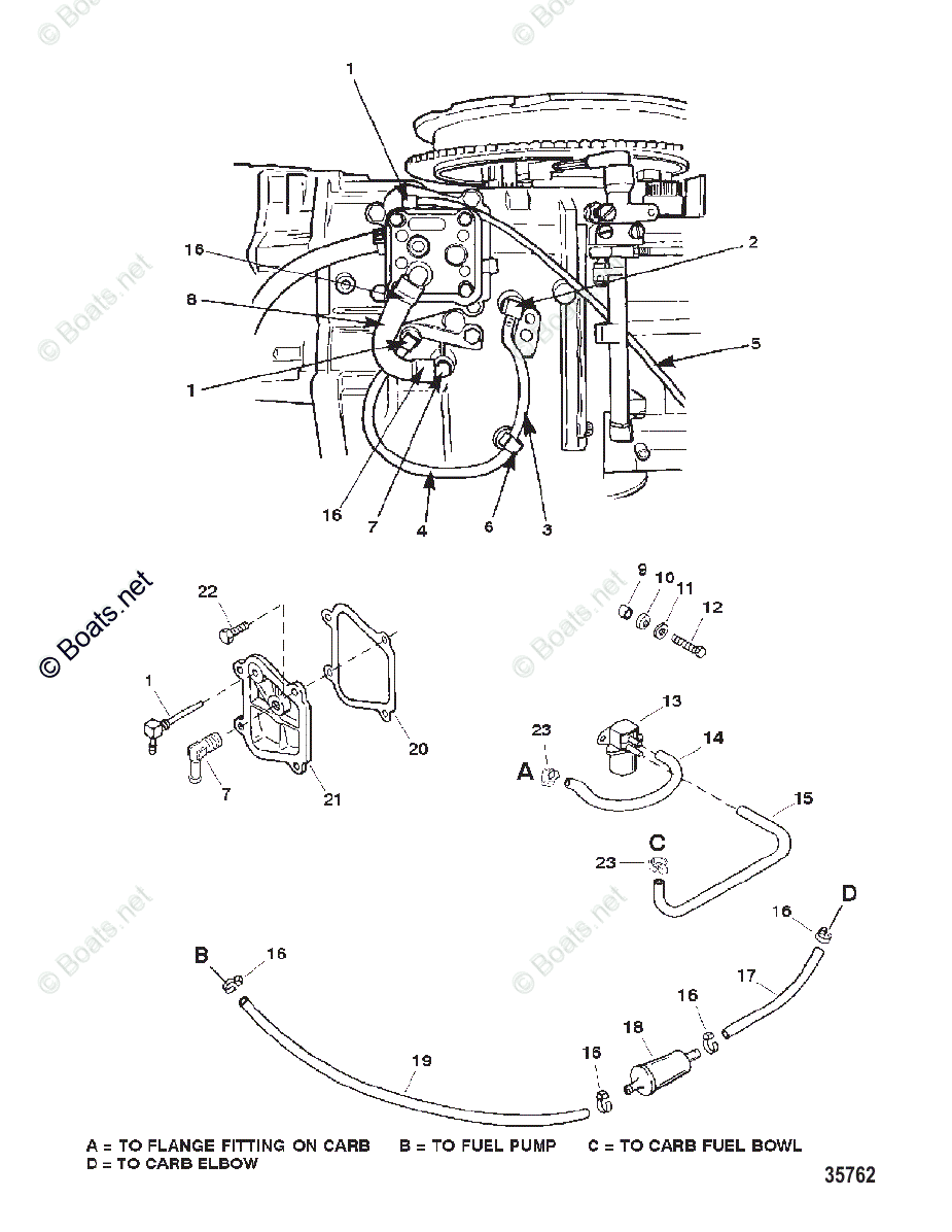Force Outboard 1998 OEM Parts Diagram for RECIRCULATION AND PRIME ...
