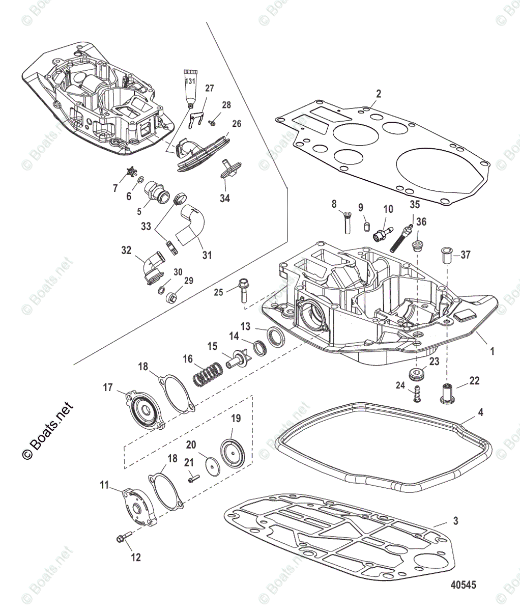 Mercury Outboard 250HP OEM Parts Diagram for Exhaust Plate | Boats.net