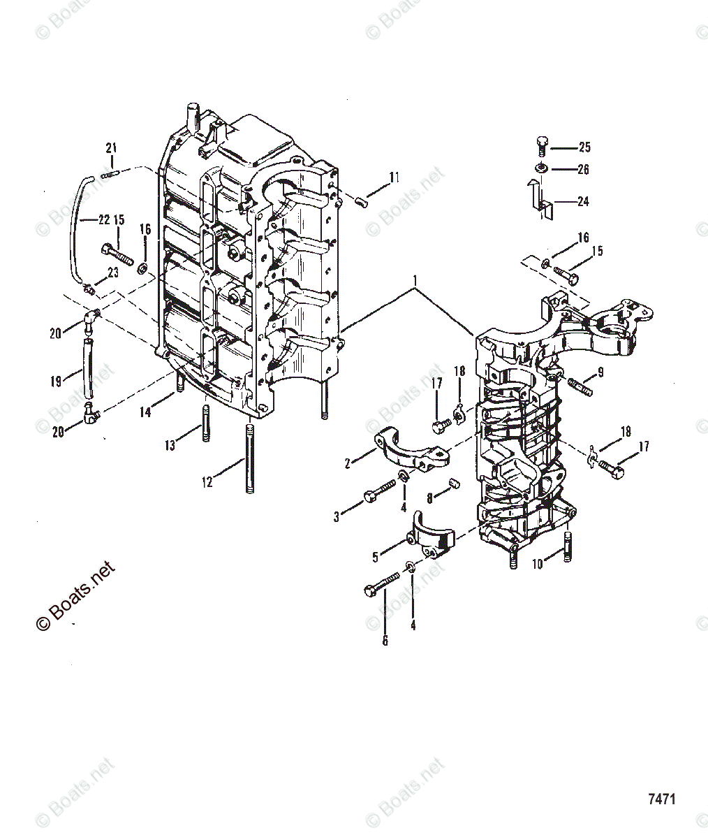 Mercury Outboard 45HP OEM Parts Diagram for Cylinder, Block and ...