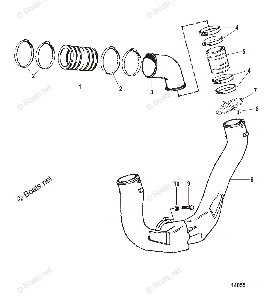 Mercruiser Sterndrive Gas Engines OEM Parts Diagram for Exhaust System ...