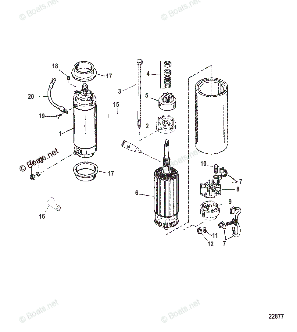 Mercury Outboard 225HP OEM Parts Diagram For STARTER MOTOR 225 S N mercury-outboard-225hp-oem-parts-diagram-for-starter-motor-225-s-n